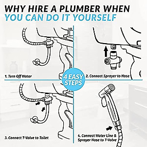 MINJING Handheld Toilet Bidet Faucet Sprayer Stainless Steel Bathroom Hand Spraye Set Self Cleaning Shower Head No Punch