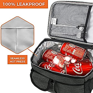 OPUX Insulated Lunch Bag for Men Women, Leakproof Thermal Lunch Box Work School, Soft Lunch Cooler Bag with Adjustable Shoulder Strap for Adult Kid Boy Girl, Reusable Lunch Pail, Dark Gray