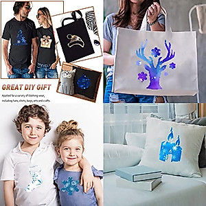 Christmas Winter Snowflake Pattern Heat Transfer Vinyl Rainbow Stripe Pattern Vinyl Vinyl Bundling Roll Soft Metal HTV Vinyl for Ironing Clothes and Other Fabrics Sky Iron on Vinyl (A2-A, One Size)