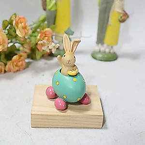 unknowns Resin Bunny Sitting Eggshell Decorations Spring Easter Figurines Tabletopper Accessories for Party Home Holiday Garden Ornament