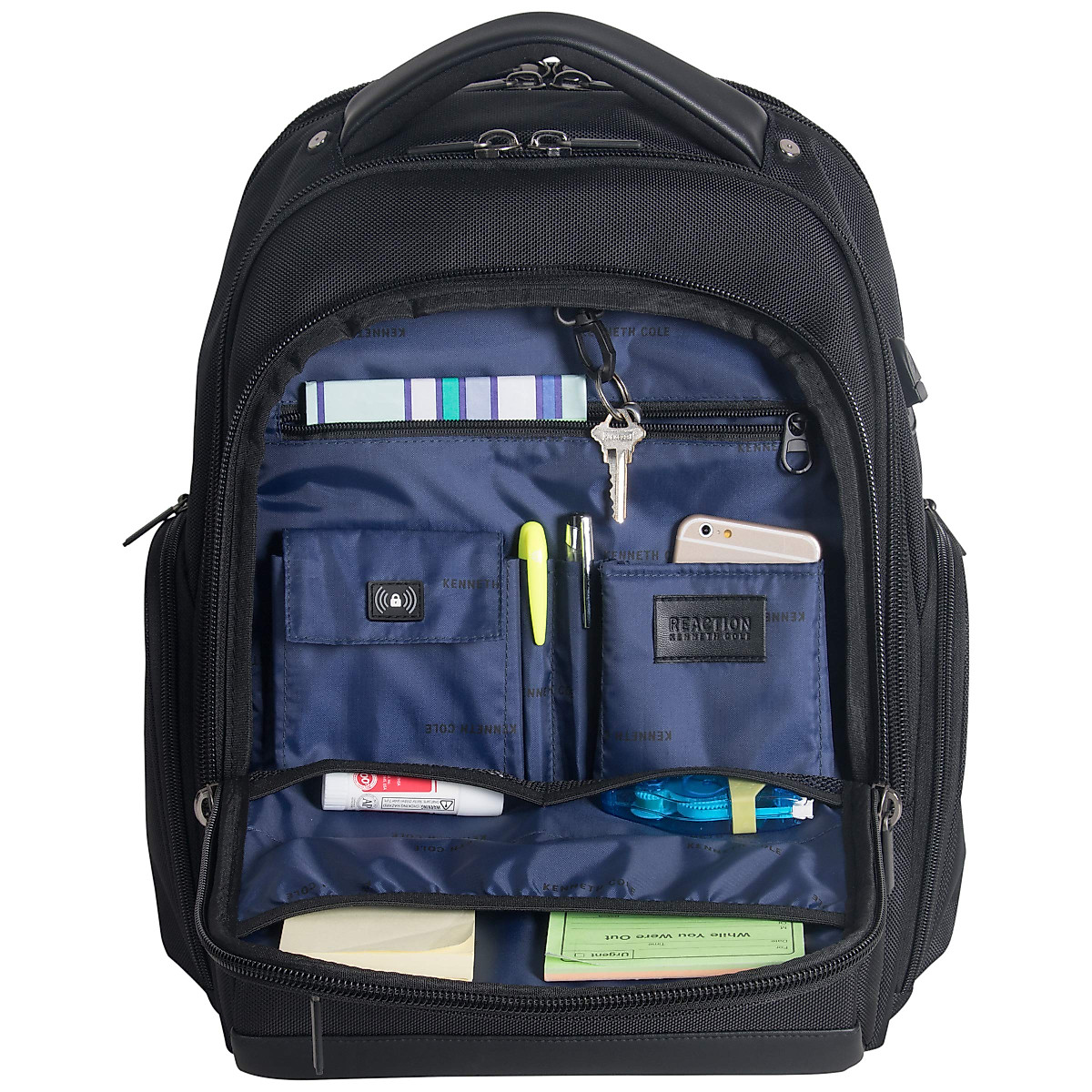 Kenneth Cole REACTION ProTec Travel Laptop 17" Computer Bag for Men & Women Casual Work/School/College Bookbag Day Pack, Black Business Backpack