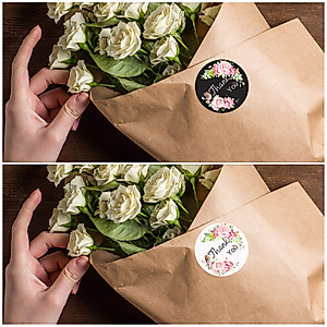 FUNWALTILES Thank You 2 Designs 500pcs Floral Wedding Gift Decoration Mail Seals Roll Labels Sticker Round 2"