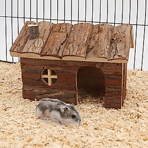 Wontee Hamster Wood House Hamster Hideout Hut for Dwarf Hamsters Mice Small Gerbils (Medium)