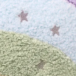 Hopscotch Squad Rainbow Rocker Fully Assembled Natural Wood Rocking Horse with Soft Fleece Multi-Color Puffy Plush Clouds