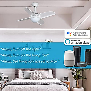 Smart WiFi Ceiling Fan Remote Control Kit, Universal Fan Remote, Controlled by Remote/WiFi/Voice, 3 Speeds 12 Timing, Compatible with Alexa, Google Assistant, Smart Life App, No Hub Required