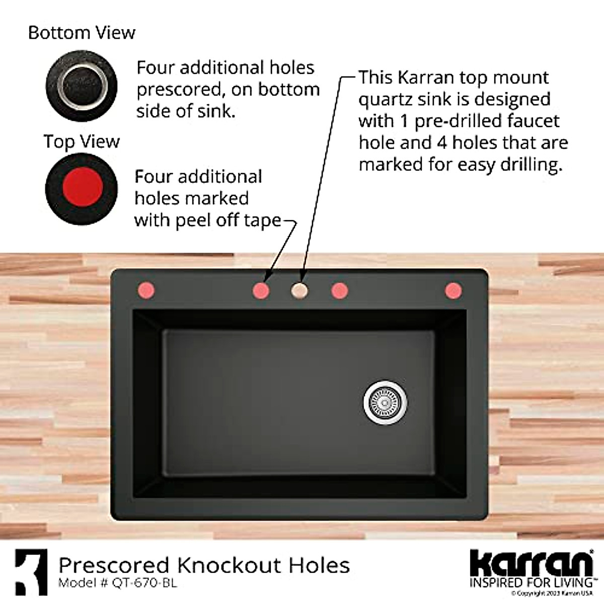 Karran QT-670 Drop-In Quartz Composite 33 in. 1-Hole Single Bowl Kitchen Sink in Brown