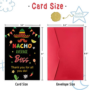 mmuue Funny Nacho Boss's Day Card for Women Men, Happy Boss Day Gifts for Him Her, Lovely Thank You Card from Employees Staff, Boss Appreciation Card for Boss Leader Employer