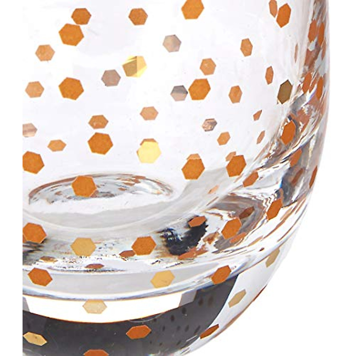 Circleware Stemless Champagne Flutes Set of 4 Party Dining Beverage Drinking Wine Glasses, Glassware Cups for Water, Liquor, Whiskey and Decor Gifts, 4 Count (Pack of 1), Gold Confetti 4pc