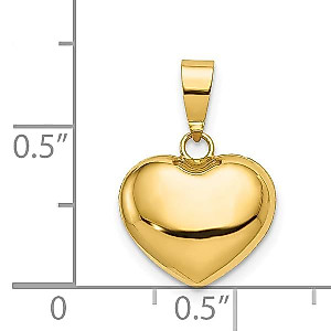 IceCarats 14K Yellow Gold Heart Necklace Love Pendant Charm 18mm x 12mm Only