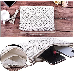DIGOGO Women's Straw Clutch Purse Summer Beach Handbag Cotton Crochet Bohemian Purse White