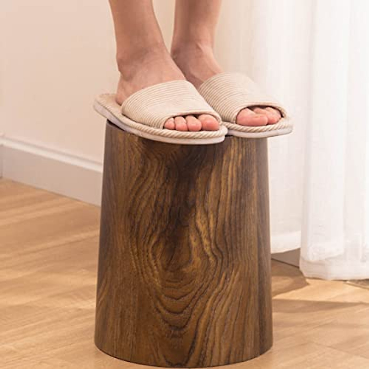 Round Trash Bin Office Decor Bathroom Trash Bin Round Trash Can Round Trash bin Small Trash can Plastic Garbage can Garbage Bin Wood Plastic Wastebasket Car Decor Small Trash can