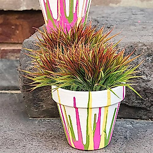 SzJias Fake Plants Outdoor Artificial Grass Plastic Plants UV Resistant Greenery (8 Pcs, Orange)