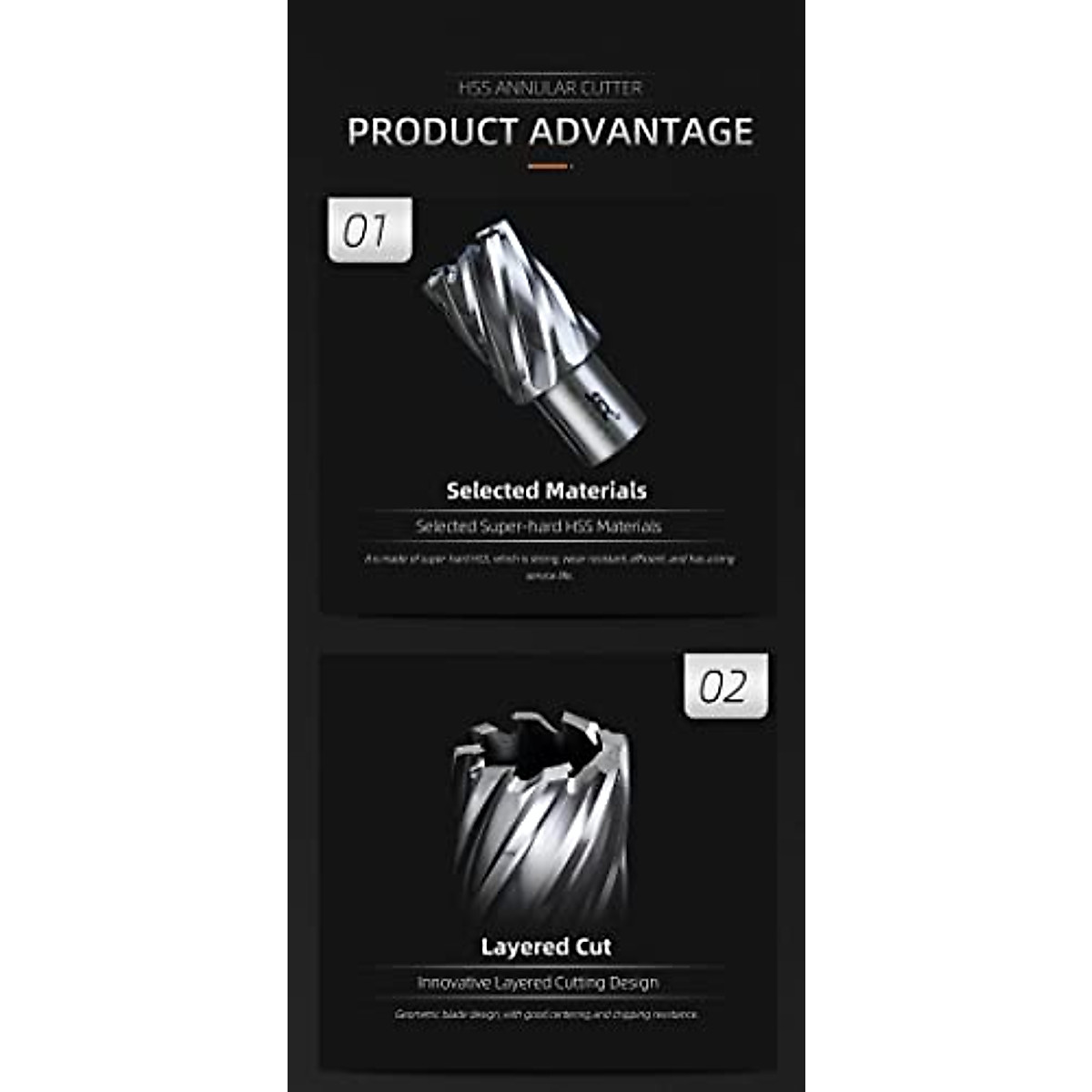 LYXC M2AL HSS Annular Cutter Set 50pcs 3/4'' Weldon Shank 1'' Cutting Depth 1/2" Cutting Diameter for Mag Drill Press
