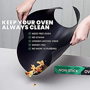 Large Heavy Duty Oven Liner (2 Pack) - Teflon Oven Liners for Bottom of Oven for Gas, Electric and Fan Assisted Ovens - Reusable Non-Stick Oven Mats for Bottom of Oven - BPA Free