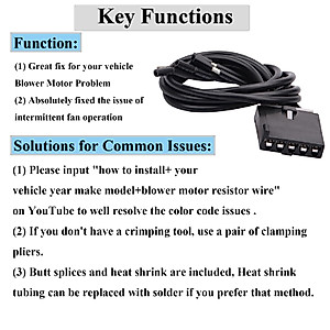 HOPUT WPT1285, 645-512 Blower Motor Resistor Connector Wire Assembly, AC Fan Blower Wire Harness Pigtail Compatible with 2010-2015 Ford Fusion, 11-14 Lincoln MKZ Base Hybrid, 10-11 Mercury Milan