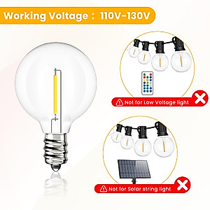 Svater G40 LED Replacement Light Bulbs for String Lights, Dimmable E12 Base Shatterproof Bulbs, 1W Equal to 5W, Warm White 2700K, 50Pack