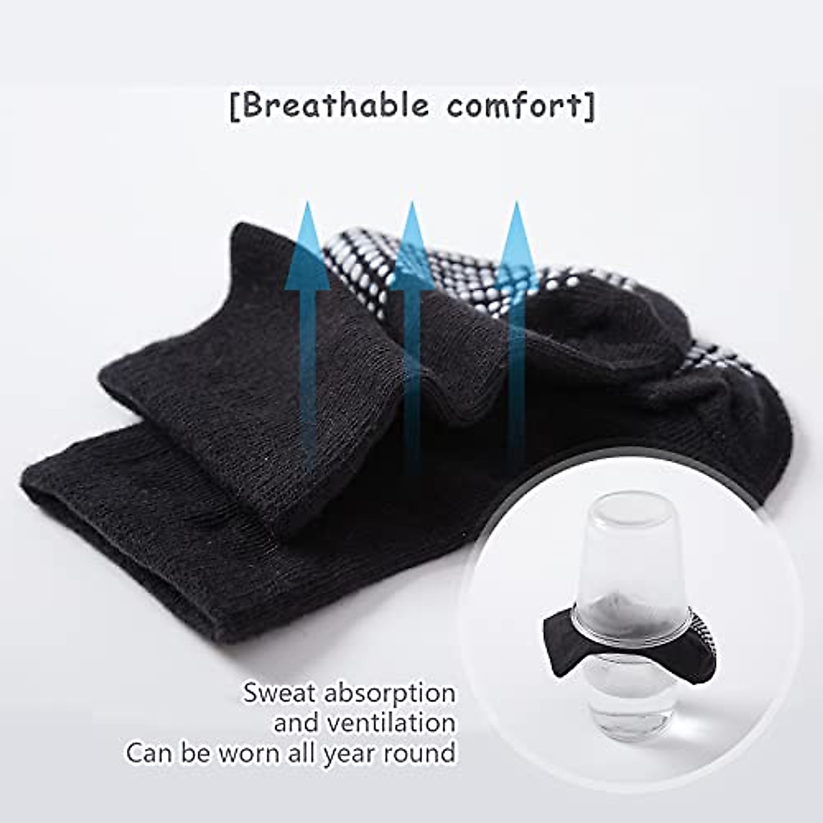 HLPHA Baby Non Slip Socks For Toddler Boys Girls,12 pairs Of Kids Cotton Socks For 0-5 Years (Black Soild，1-3T)