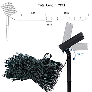 LJLNION 2 Pack Solar Powered Outdoor Decorative String Lights, 200 LED Each Christmas Lights, 8 Lighting Modes & Memory Function, Waterproof for New Year Wedding Party Patio Garden Decor, Cool White
