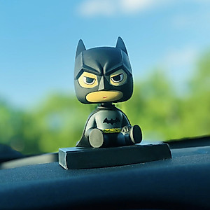 ITUBLE Car Dashboard Decorations Funny Bobbleheads Figures Anime Car Accessories Interior for Men Women Boys Bobble Head Car Dash Board Decor Black Home Desk Ornaments Charm with Phone Holder