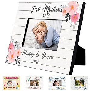 First Mother's Day Gifts, Personalized Our 1st Mother's Day Picture Frame with Names, Date | 6 Designs, 2 Sizes | 1st Mom Gift from Husband - New Mom Gifts - #1