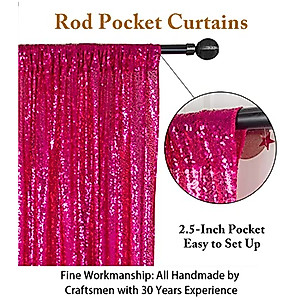 Sequin Curtains 2 Panels Fuchsia 2FTx8FT Sequin Photo Backdrop Hot Pink Sequin Backdrop Curtain Pack of 2-1011E