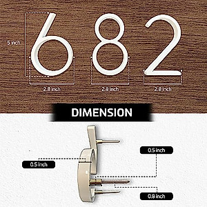 House Numbers (White) - 5 Inch Height Modern House Numbers for Outside Door Plaque Address Number with Floating Mount (6)