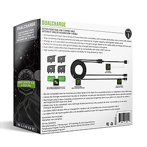 Play & Charge Kit for Xbox Series X|S & Xbox One Controllers - Surge DualCharge, 2x 1200mAh Rechargeable Battery Packs, Charge Cable (3m/10ft) USB-A to USB-C, Controller Backplates, Micro-USB Adapter