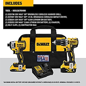DEWALT 20V MAX* Cordless Drill Combo Kit, 2-Tool (DCK287D1M1)