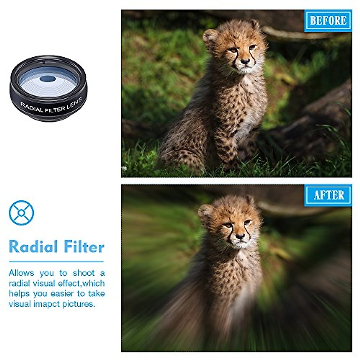 Apexel 10 in 1 Phone Camera Lens Kit Wide Angle/Macro/Fisheye/Telephoto/CPL/Flow/Radial/Star Filter/Kaleidoscope Lens for iPhone and Most Phone