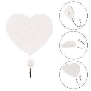 BESPORTBLE 2pcs Heart Shaped Wall Hook Coat Hooks Wall Mounted Coat Rack Closet Hooks Door Hook Hanger Home Organizer White