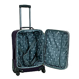 Rockland Pasadena Softside Spinner Wheel Luggage, Purple, Carry-On 20-Inch