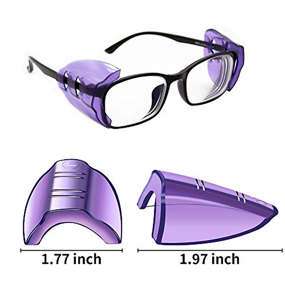tchrules 6 Pairs Safety Eye Glasses Side Shields, Slip On Side Shields for Safety Glasses, Double Hole, Fits Most Safety Eyeglasses (Purple)