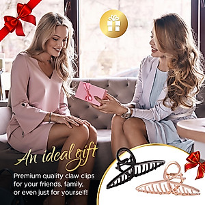 HOYDEPUNKT Hair Clips, Large Hair Clips, Banana Hair Clip Strong Hold Hair Claw Clip, Girls Hair Clips Hair Accessories for Women and Hair Clips Women Metal Hair grips, 2Pcs (Rose Gold, Pewter)