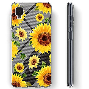 YJROP (3-Pack) for Alcatel TCL A3 A509DL/for TCL A30 Case, Soft Clear TPU [Scratch-Resistant] Drop Silicone Bumper Protection Shockproof Phone Case Cover for Alcatel TCL A3 A509DL,Flower