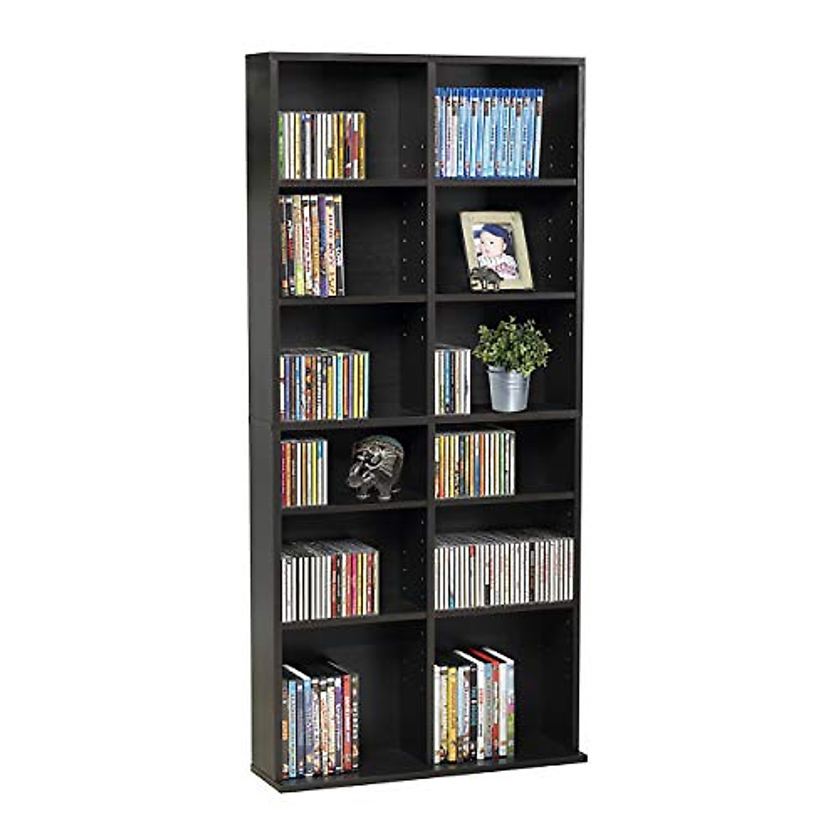 Atlantic Oskar Adjustable CD/DVD/Blu-ray Media Cabinets - Holds up to 756 Discs, 12 Adjustable Shelves Provide Flexible Storage