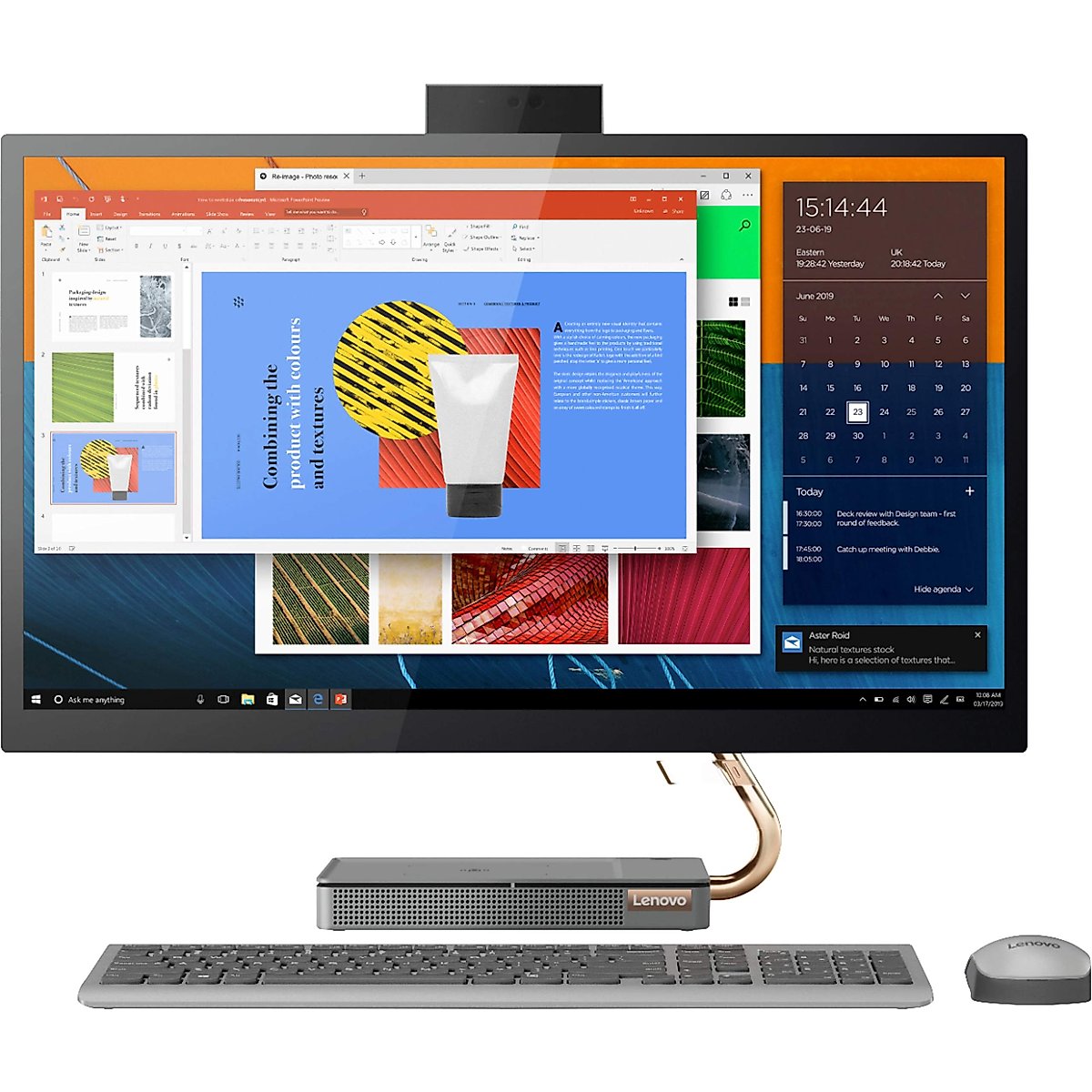 Lenovo Ideacentre 27" QHD Touchscreen All-in-One PC with 16GB DDR4 RAM, 512GB PCIe SSD, Intel 8 Core i7-9700T Processor up to 4.3 GHz, Windows 10 Home