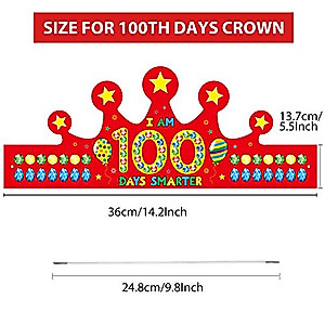35 Pieces 100 Days Paper Crowns, 100th Day of School Celebration Paper Crown Party Hat with I am 100 Days Smarter Printed, for Classroom School Decor