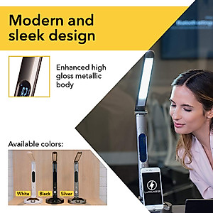 LumiCharge LED 6 in 1 Desk Lamp and Phone Charging Dock - Qi Wireless Charging pad 10W, Touch Control, Motion Light, Clock w/LED Display | Compatible with All Phone Models and Apple Smart Watches