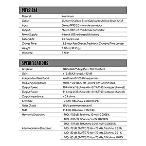 HELM DB12 AAAMP Mobile Headphone Amplifier, THX AAA Technology, Analog Amplifier, 12 dB Signal Boost,+6 dB Bass Boost, THX Certified, Male 3.5mm to Female 3.5mm Audio Jack, Studio Sound On The Go