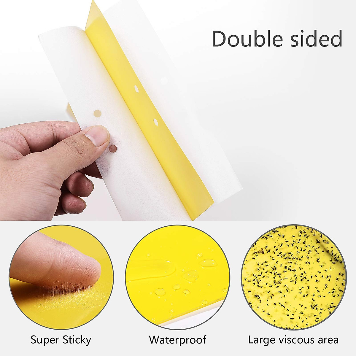 Garutom 30-Pack Dual-Sided Yellow Sticky Traps for Flying Plant Insect Such as Fungus Gnats, Whiteflies, Aphids, Leafminers, etc (6x8 Inches, Included 30pcs Twist Ties)