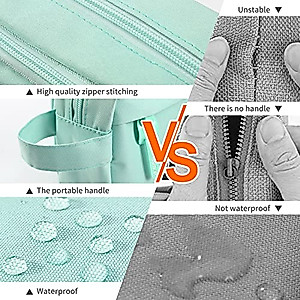 YEAHVIY Large Capacity Pencil Pen Case, Cute Pencil Pouch Cases, Portable & Durable Pencil Bag Box Organizer with Easy Grip Handle & Loop, Aesthetic Supply for Girls Adults, Mint Green