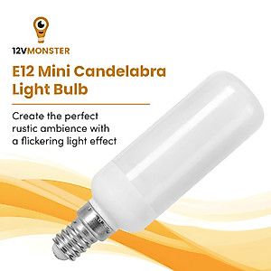 Fire Effect T6 T8 E12 LED Fire Candle Light Bulb Flame Flicker Tube Base Shape Novelty Lighting B11 Torch Rustic Farmhouse Bulbs 12mm Diameter, 100MM / 4.00" Total Length 120V ST15 3 Pack