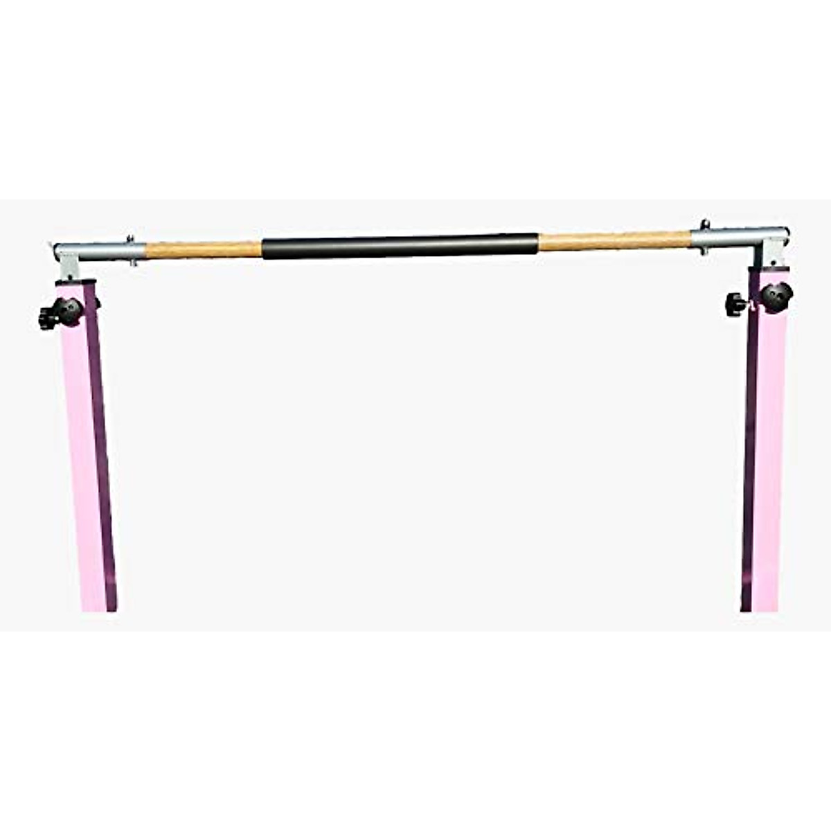 Gymnastic Kip Bar Horizontal Bar Expandable Height for Kids Junior Gymnastics 4'x6' Mat- Adjustable 3 to 5 FT - Gymnastic Bar with Cushioned Bar Pad for Fiberglass Rail with Curved Legs, Gloves (Pink)