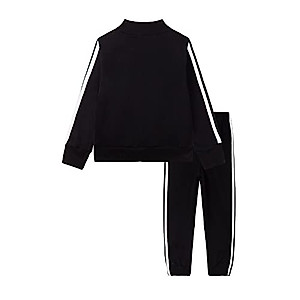 LittleSpring Cotton Tracksuits for Little Boys Full Zip Jackets and Jogger Set Black Size 7-8