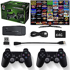 Nostalgia Stick Game, Wireless Retro Stick Game Console, Plug & Play Nostalgiastick Wireless Retro Game Console, Nostalgia Stick 4K HDMI Output, Dual 2.4G Wireless Controllers (M8 64g (10000+ Games))