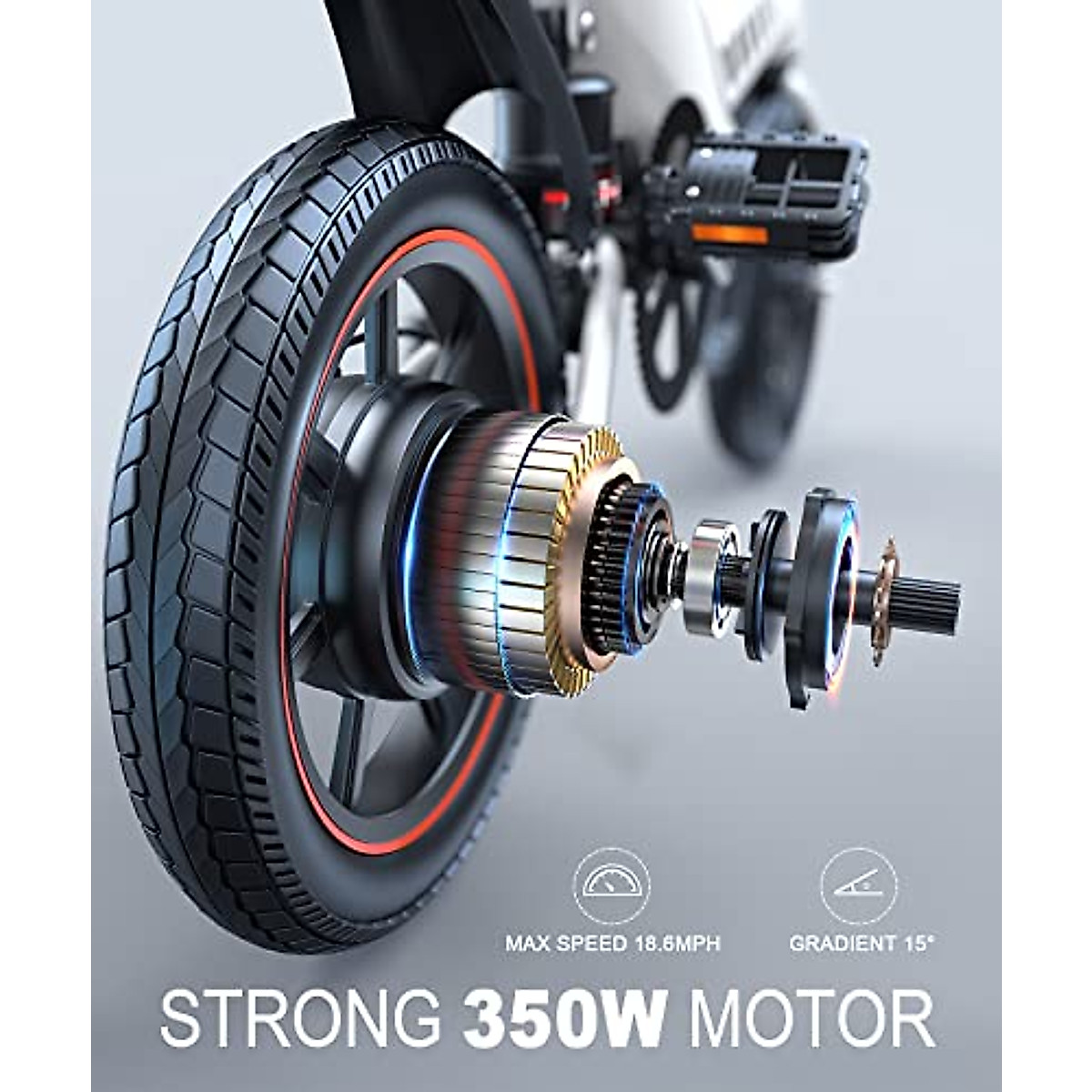 Sailnovo Electric Bike, Electric Bicycle with 18.5mph Electric Bikes for Adults Teens E Bike with Pedals, 14" Waterproof Folding Mini Bikes with Dual Disc Brakes