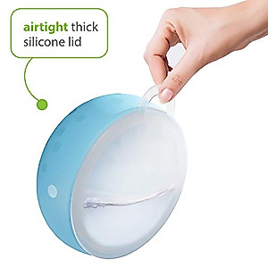 Bakerpan Silicone Toddler Feeding Bowl with Lid for Food and Snacks On The GO (Blue)