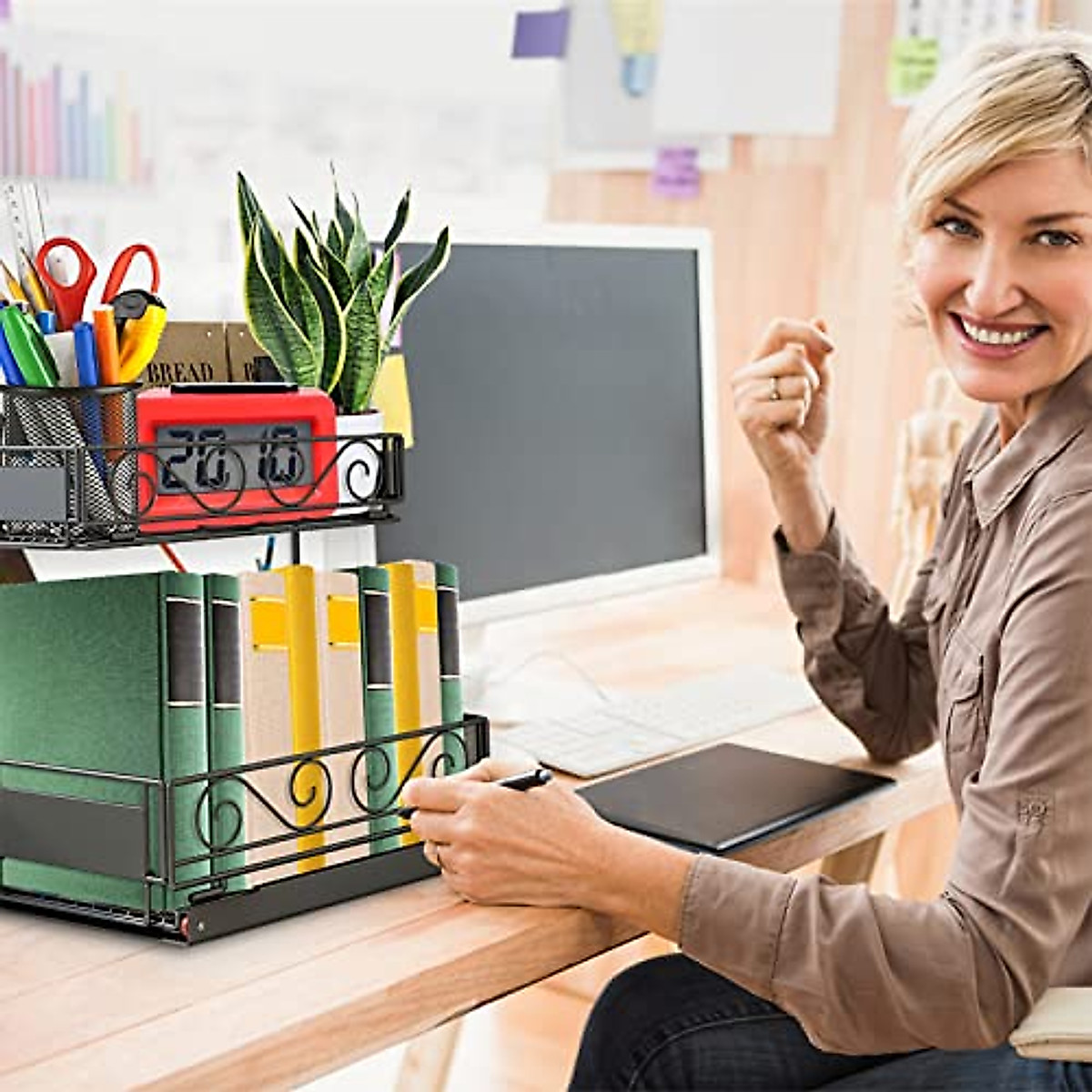 TALVADI Under Sink Organizer, Sliding Cabinet Basket Organizer, Pull Out Cabinet Organizer 2-Tier Under Cabinet Storage, Multi-Use for Under Kitchen Bathroom Sink Organizers & Storage…