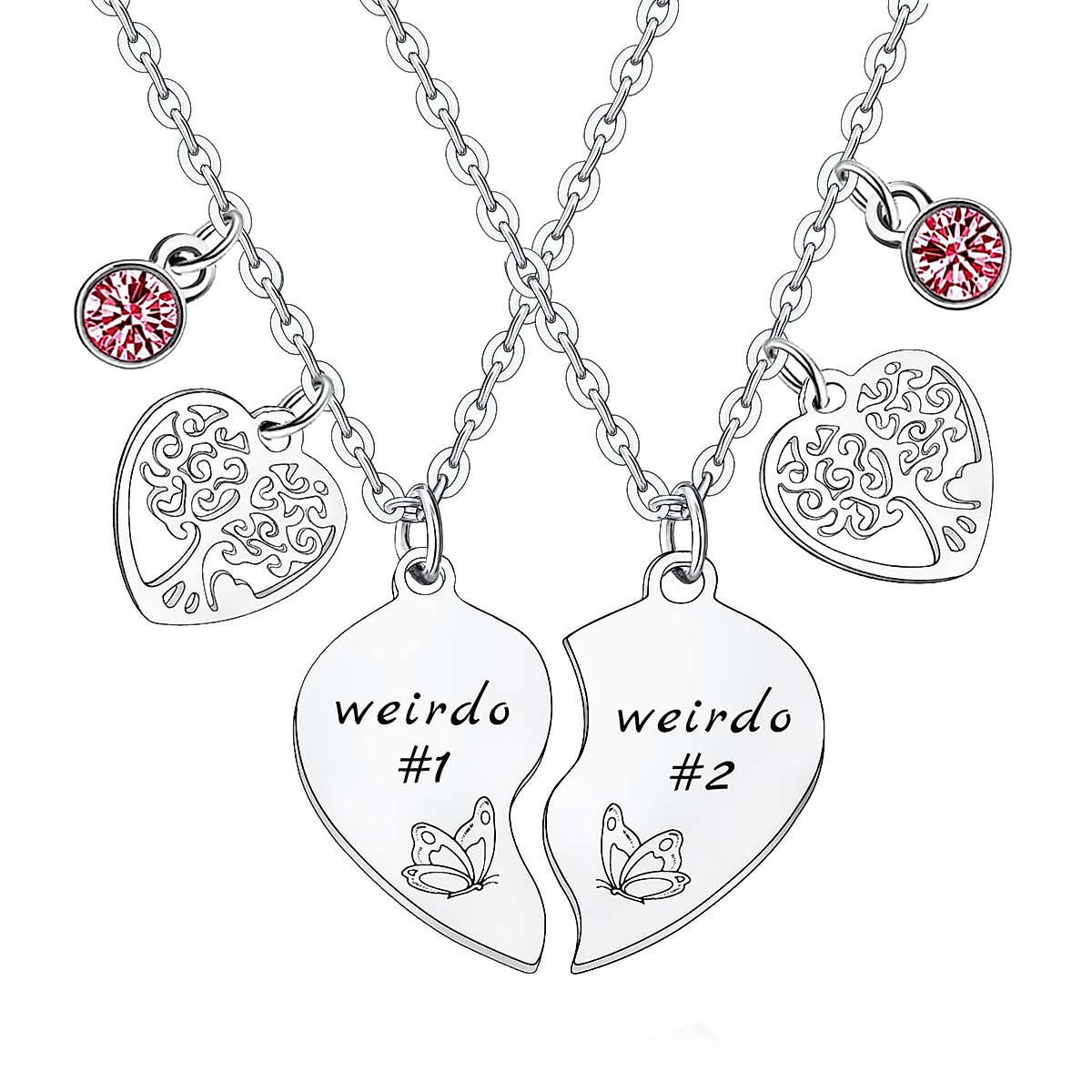 Friendship Gifts 2Pcs Heart Pendant Silver Necklace for Women Friend Jewelry Necklace Set for Best Friend