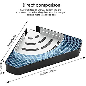 3 Pack Shower Caddy With Hooks, Adjustable Shower Corner Caddy Rack Storage Shelves, Adhesive Shower Caddies Basket Shampoo Holder Hanging, Shower Shelf Basket Bathroom/Kitchen Spice Organizer-Black